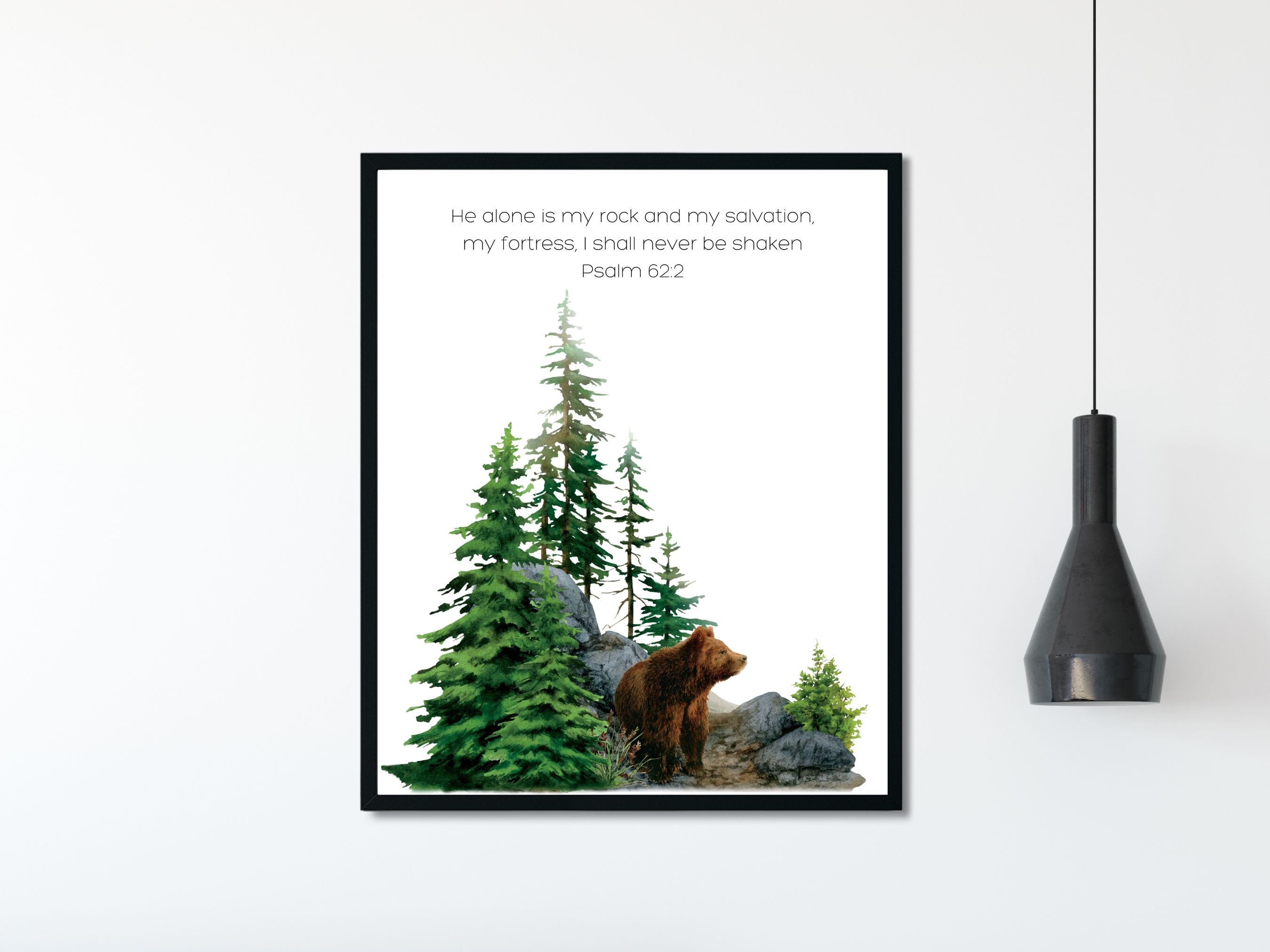 Bible Verse Wall Art Watercolor Print Above Bed Sign Inspirational ...