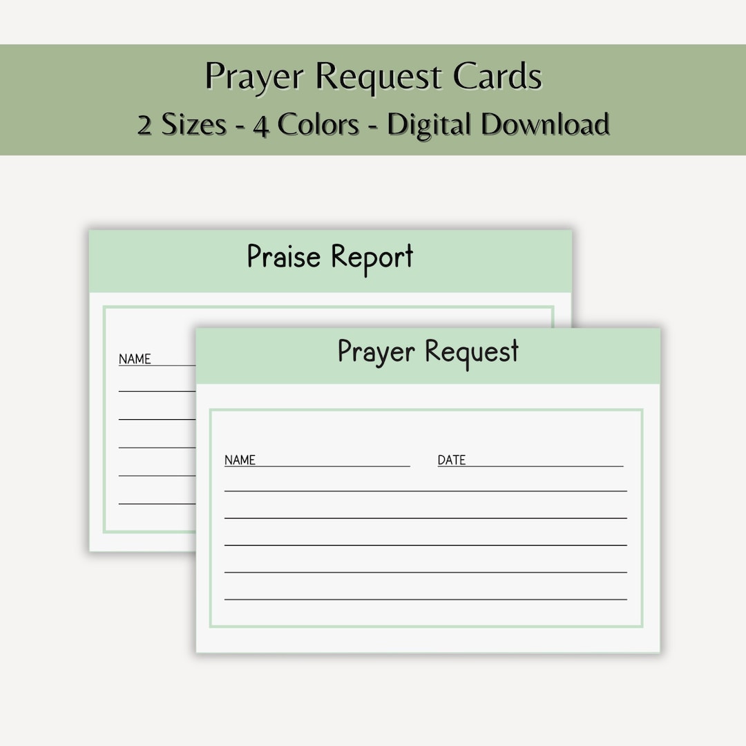 Printable Prayer Request Card Praise Report Template Family Devotions ...