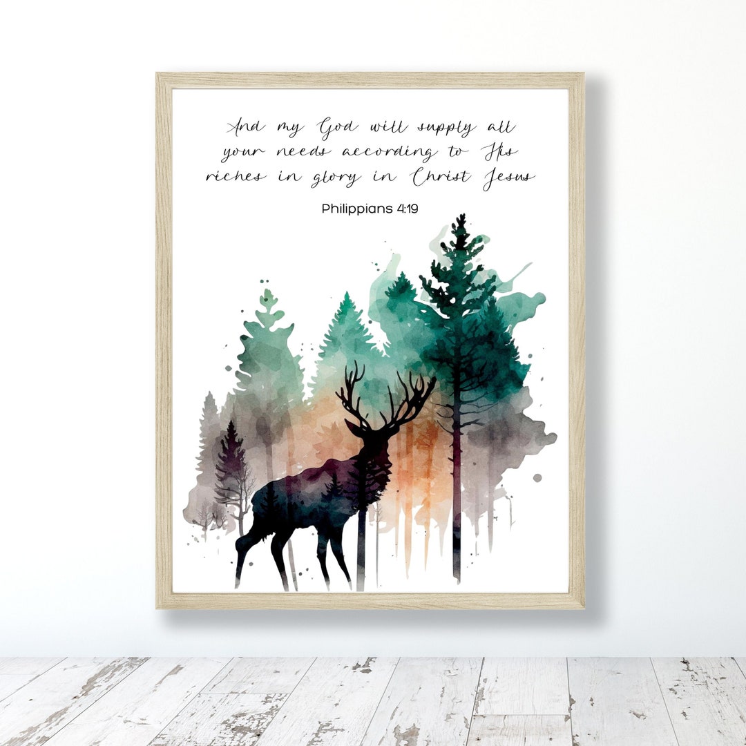 Christian Nature Wall Art Mountains Bedroom Print Animal Landscape ...