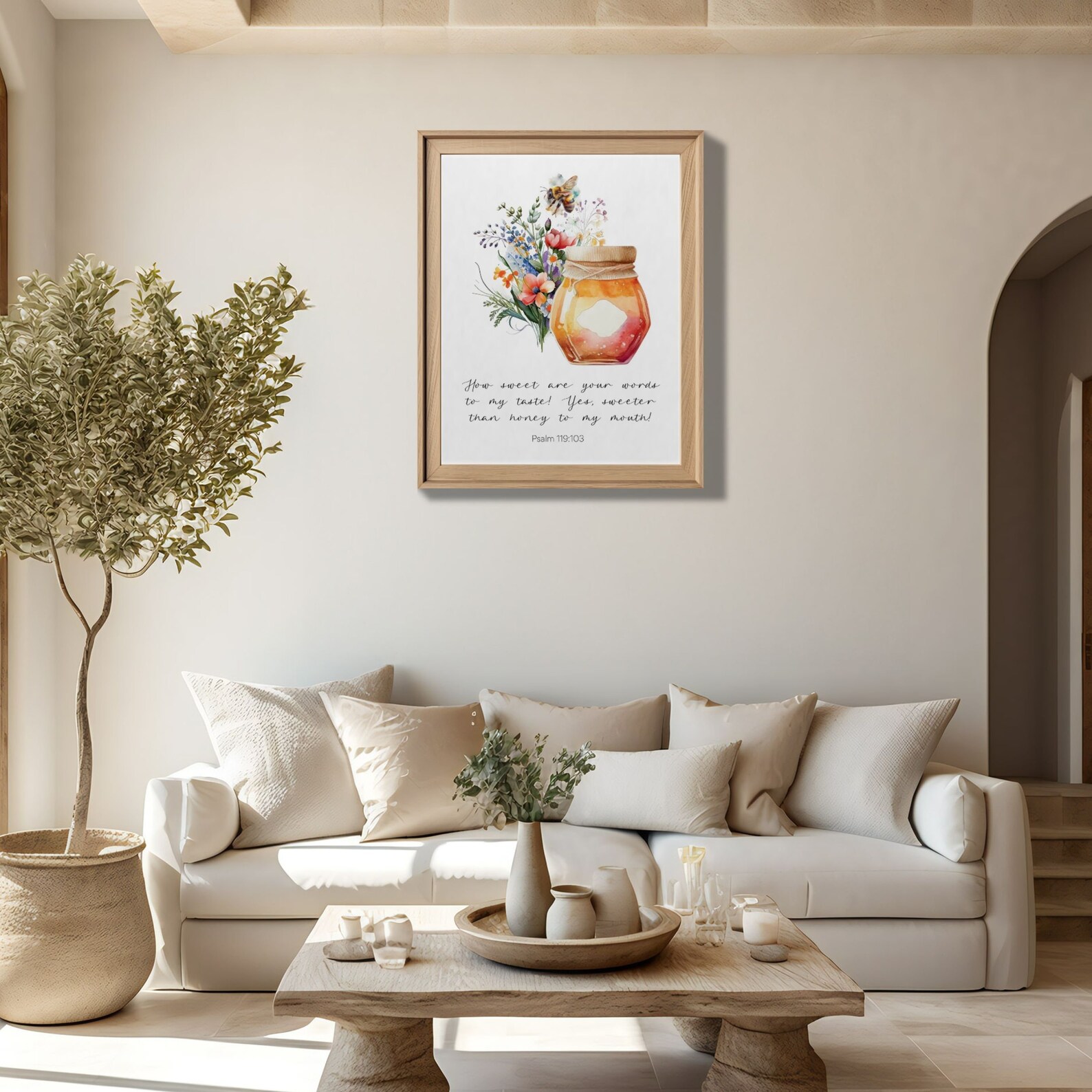 Honey Bee Bible Verse Poster Nature Honeybee Floral Wall Art Bumble Bee ...