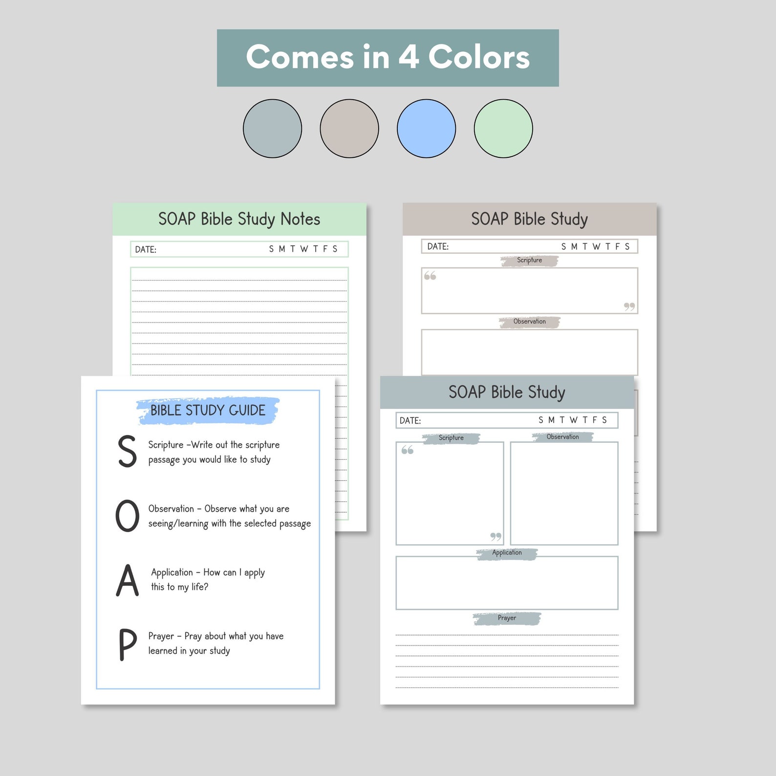 SOAP Bible Study Template Digital Scripture Worksheet Printable ...