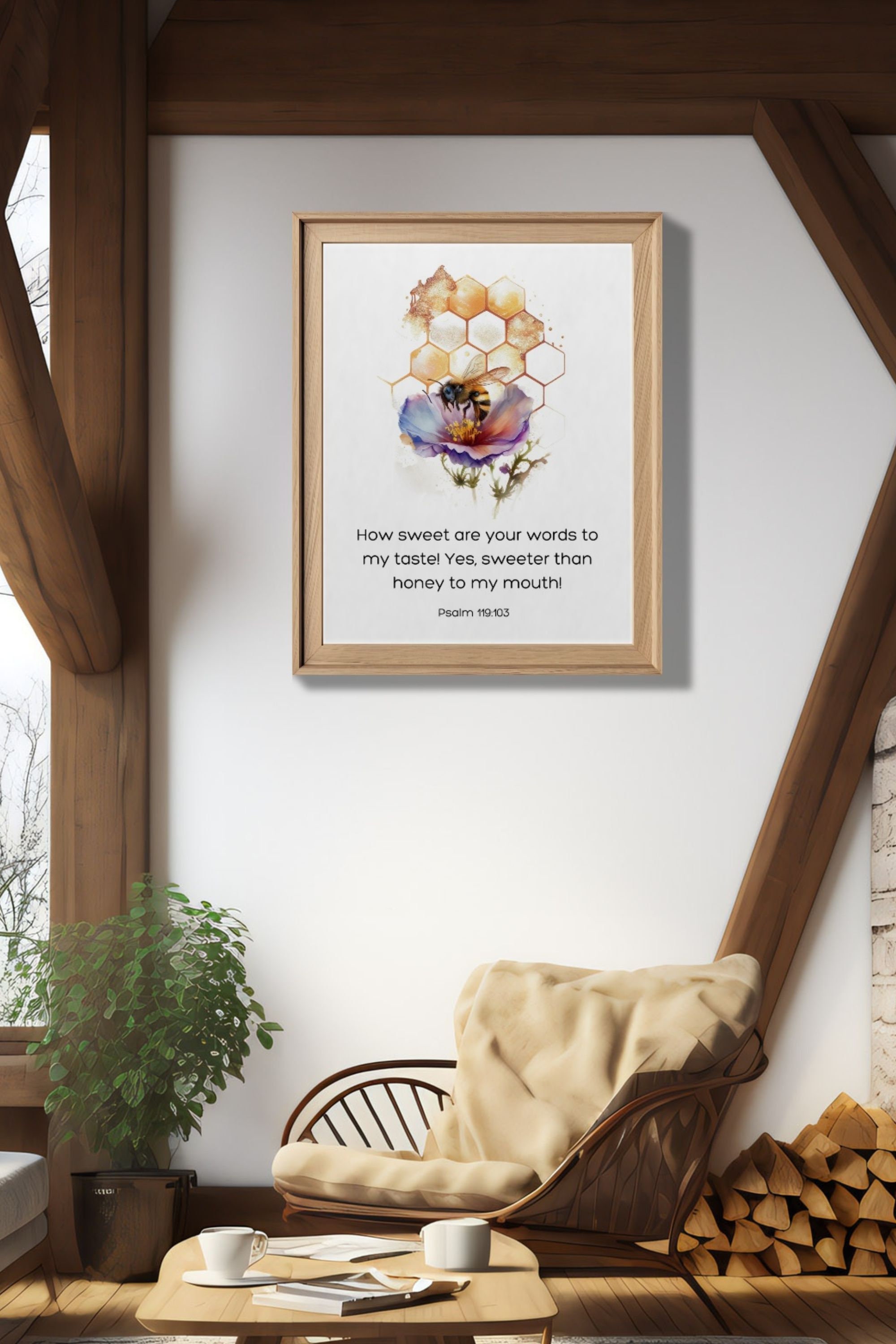 Christian Home Decor Honey Bee Poster Honeybee Flower Nature Garden ...