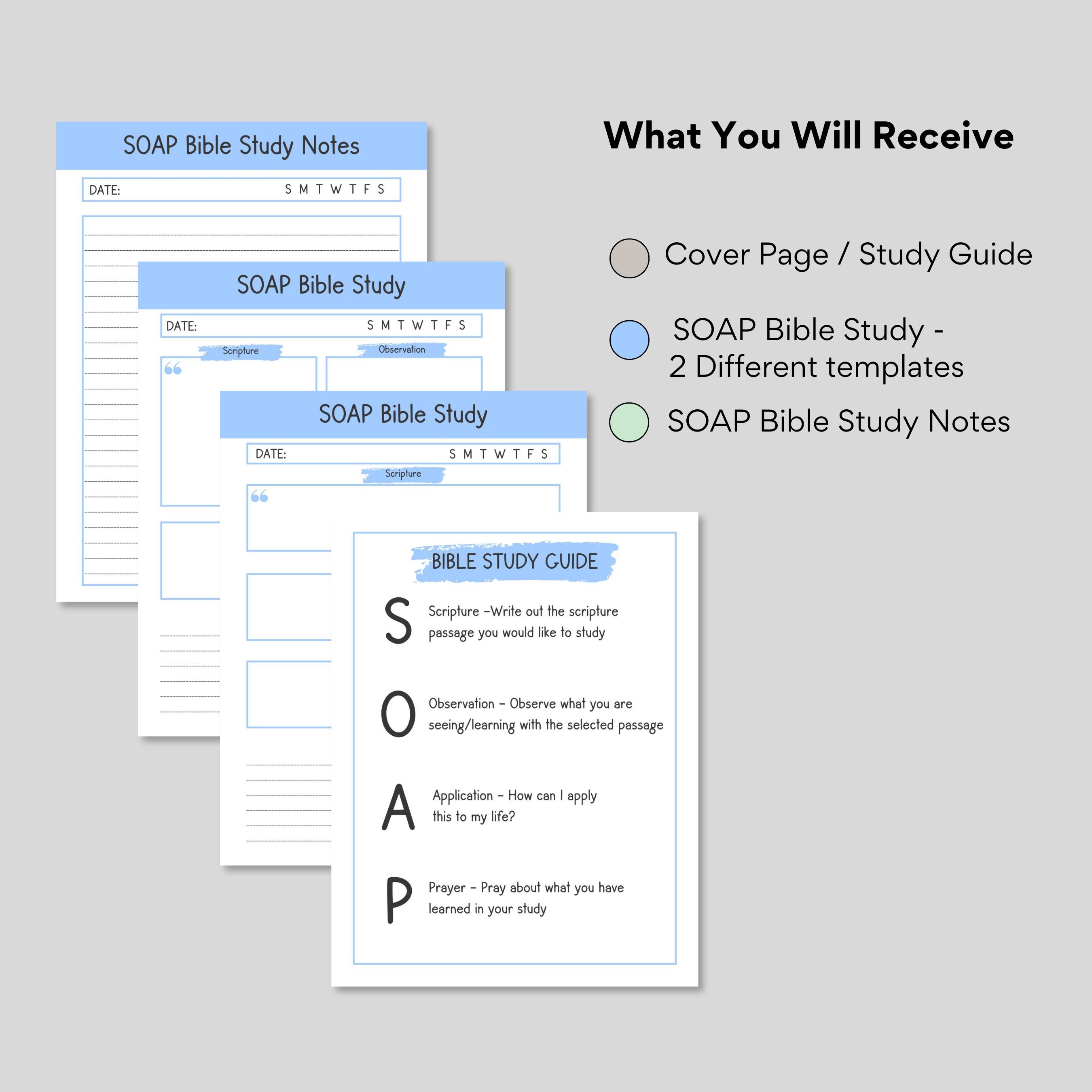 SOAP Bible Study Template Digital Scripture Worksheet Printable ...