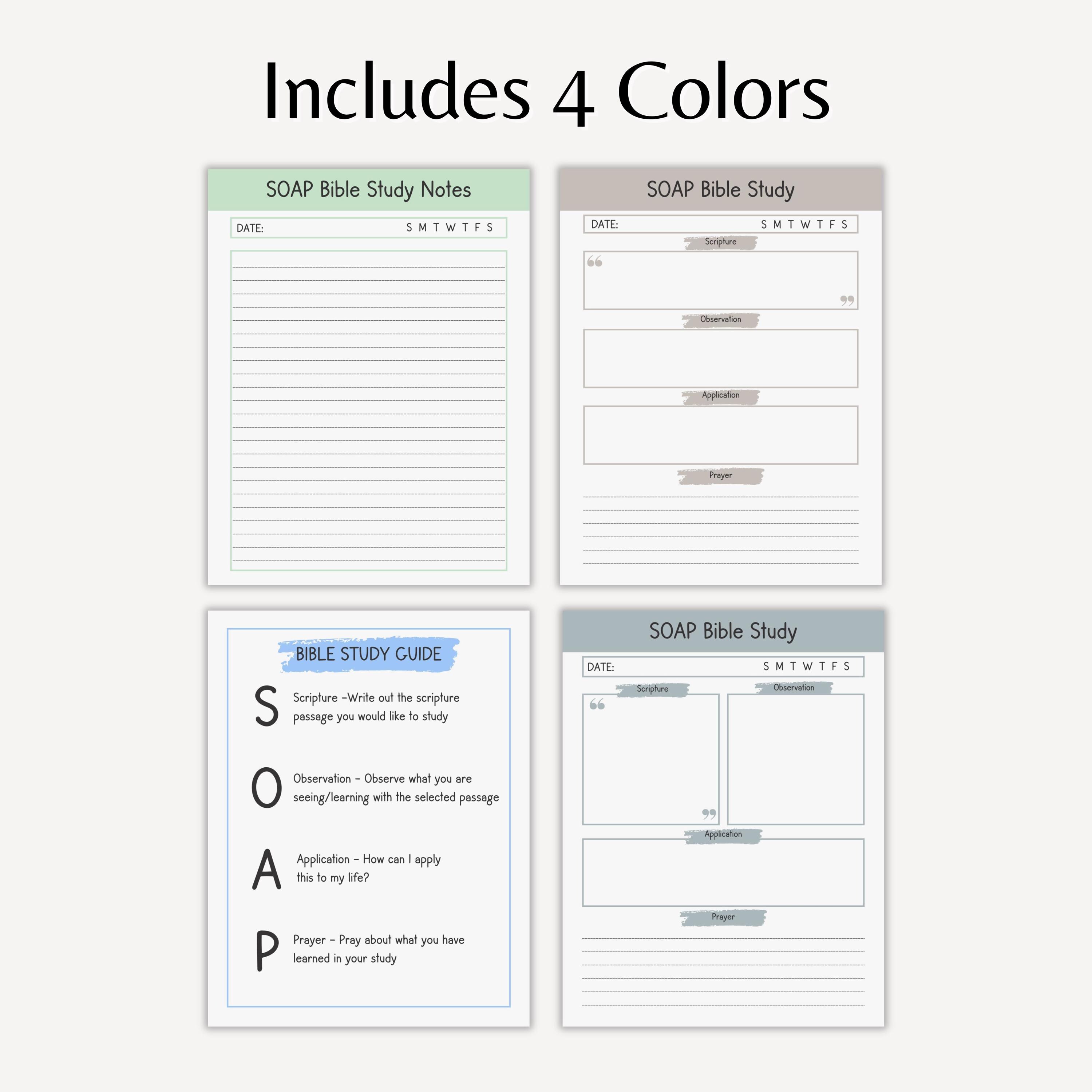 SOAP Bible Study Template Digital Scripture Worksheet Printable ...