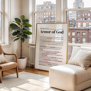 Armor of God Wall Art Bible Verse Home Decor Spiritual Defense Church ...