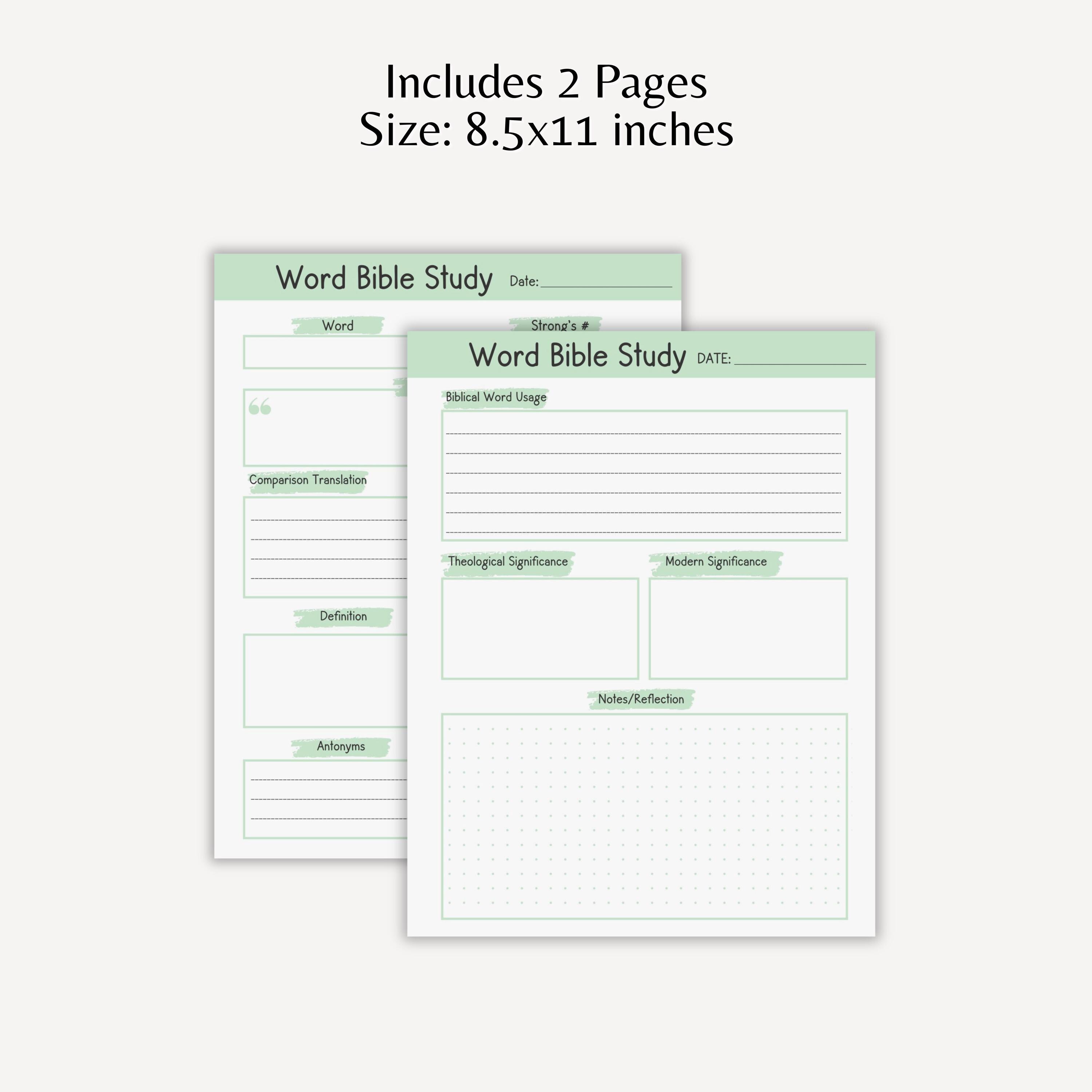Word Bible Study Template Printable Christian In-depth Scripture Study ...