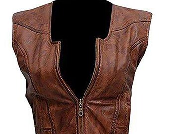 Open Leather Vest - Etsy