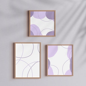 Calming Purple Wall Art Set, Digital Download, Modern, Minimalist, Boho ...