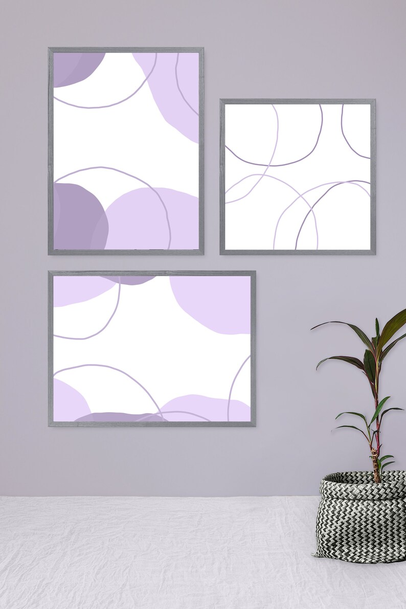 Calming Purple Wall Art Set, Digital Download, Modern, Minimalist, Boho ...