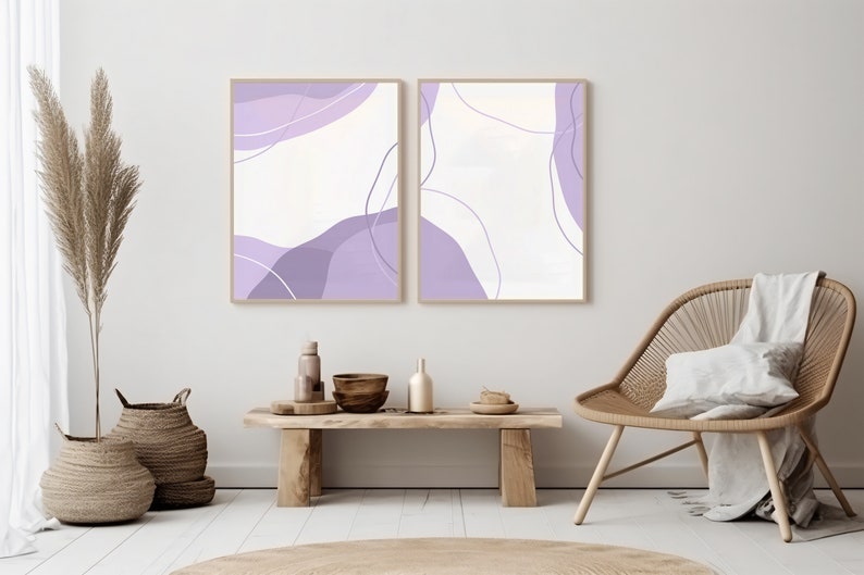 Placid Purple Wall Art Set, Digital Download, Modern, Minimalist, Boho ...