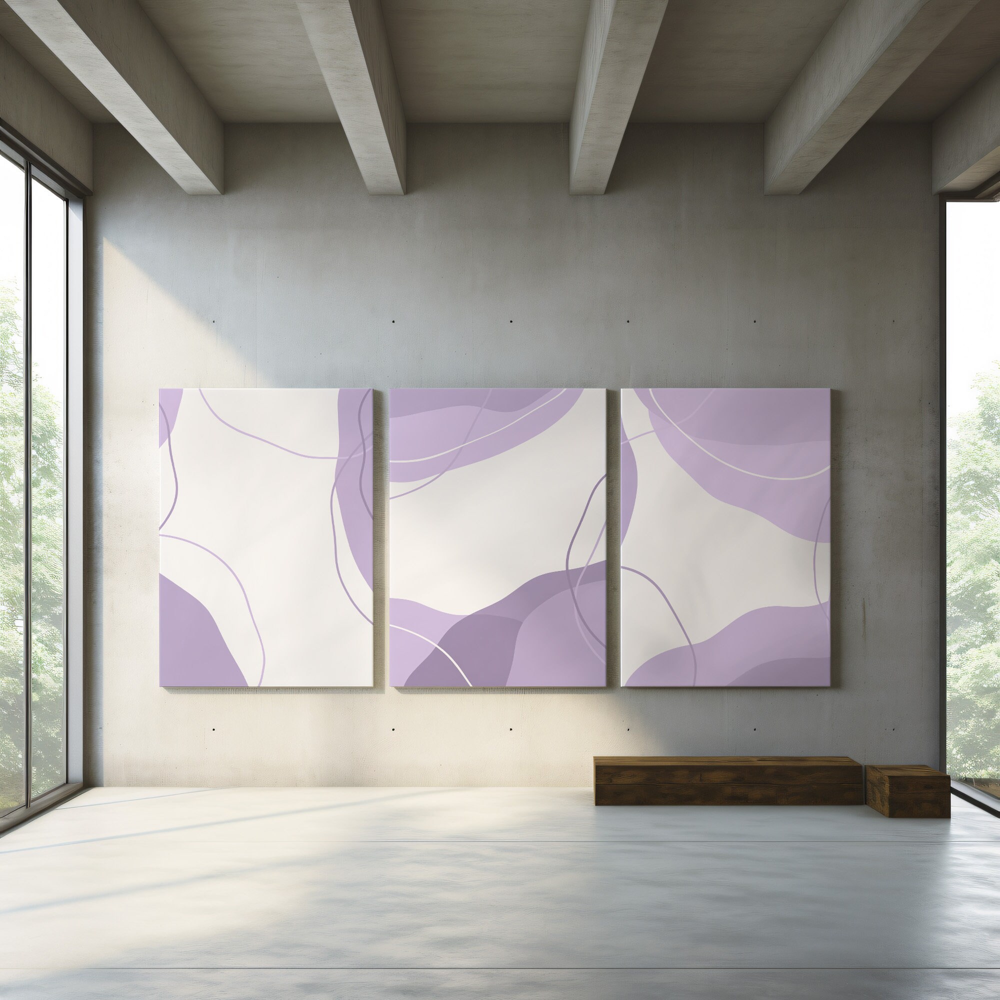 Placid Purple Wall Art Set, Digital Download, Modern, Minimalist, Boho ...