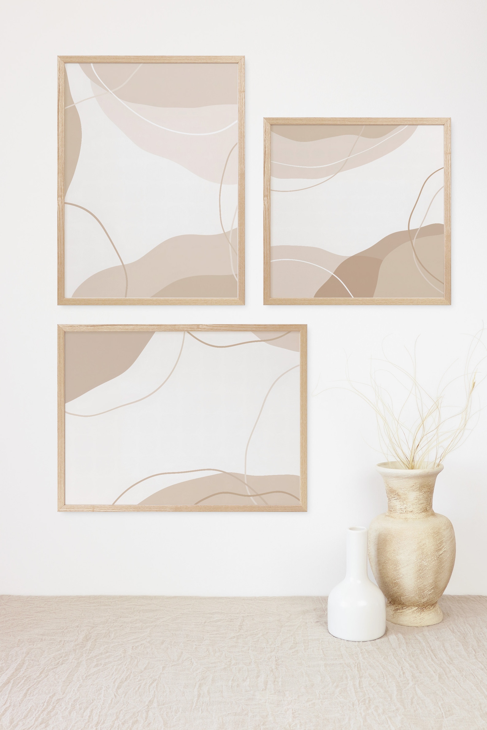 Neutral Abstract Wall Art Set: Minimalist Boho Prints (digital Download ...