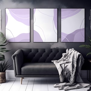 Placid Purple Wall Art Set, Digital Download, Modern, Minimalist, Boho ...