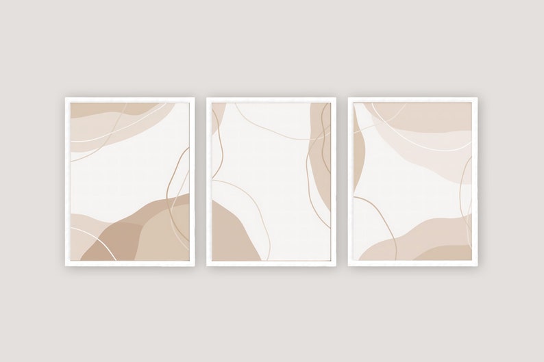 Neutral Abstract Wall Art Set: Minimalist Boho Prints (digital Download ...