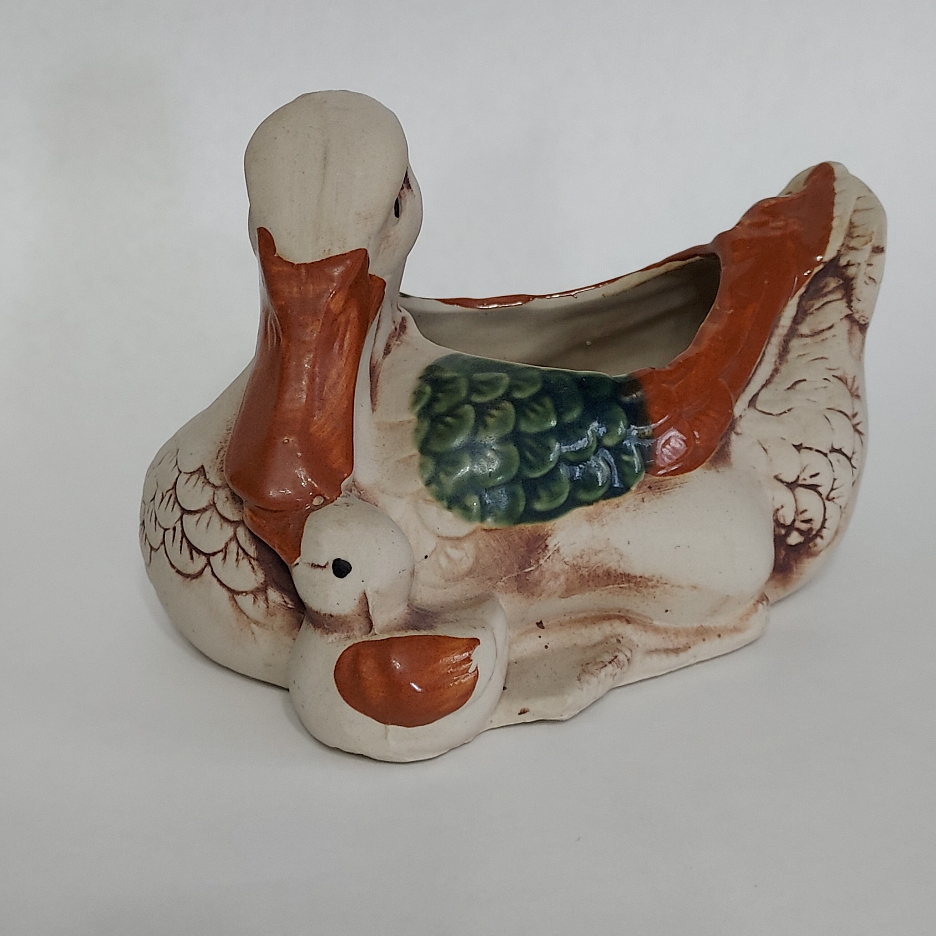 Vintage Ardco Duck and Duckling Planter Part Glazed Part - Etsy