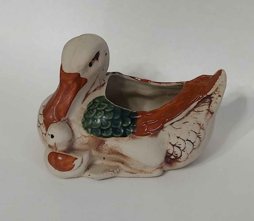 Vintage Ardco Duck and Duckling Planter Part Glazed Part - Etsy