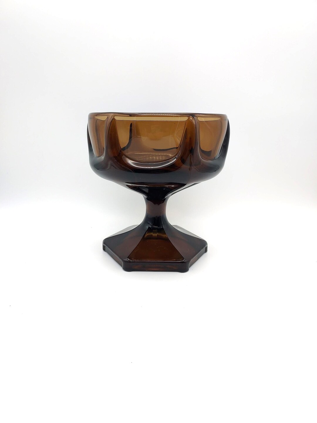 Viking Glass Epic Ribbed Column Brown Pedestal Dish No Lid - Etsy