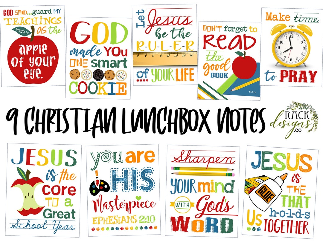 Christian Lunchbox Notes for Kids. Printable Lunch Notes. Inspirational ...