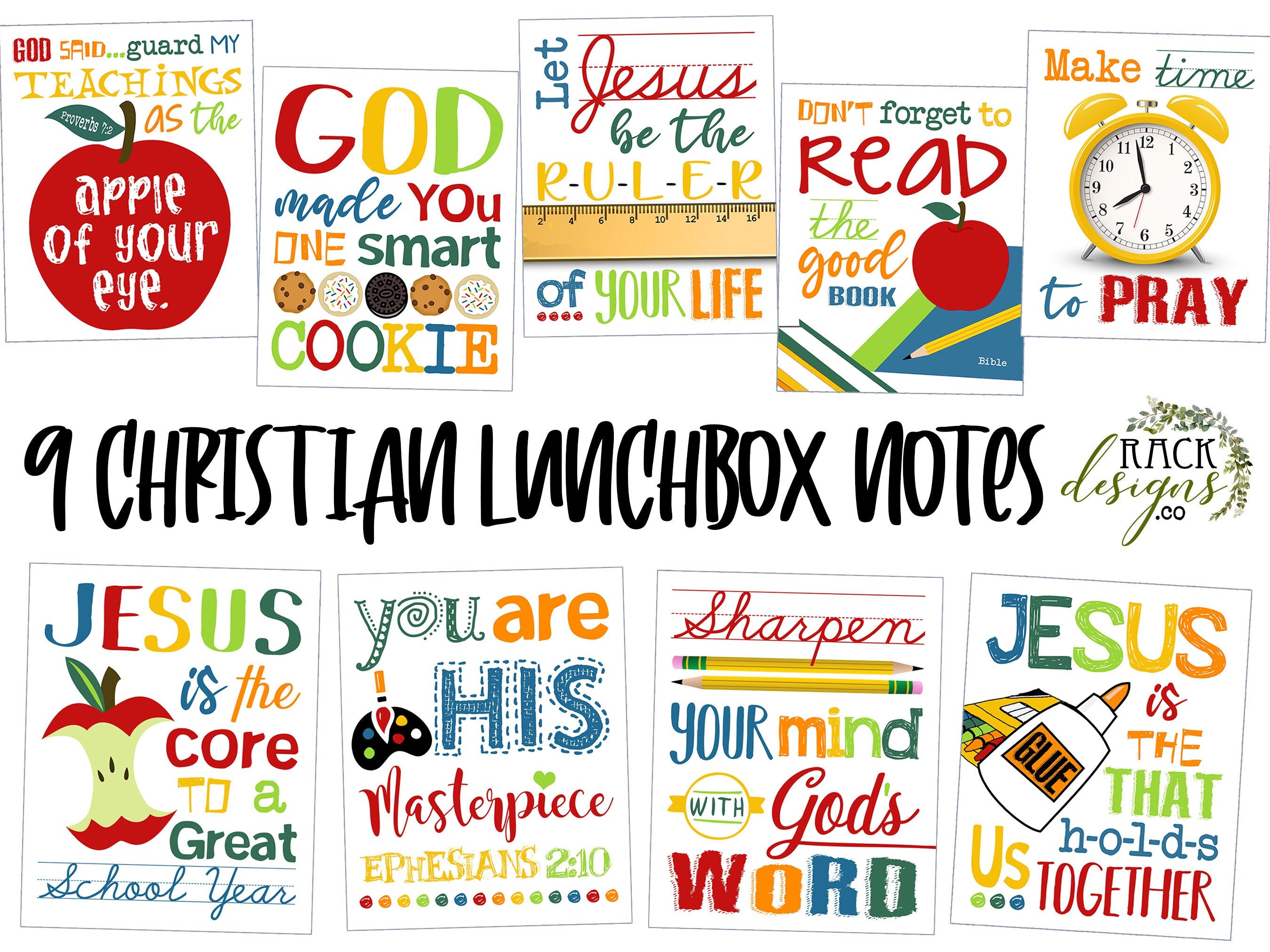 Christian Lunchbox Notes for Kids. Printable Lunch Notes. Inspirational ...