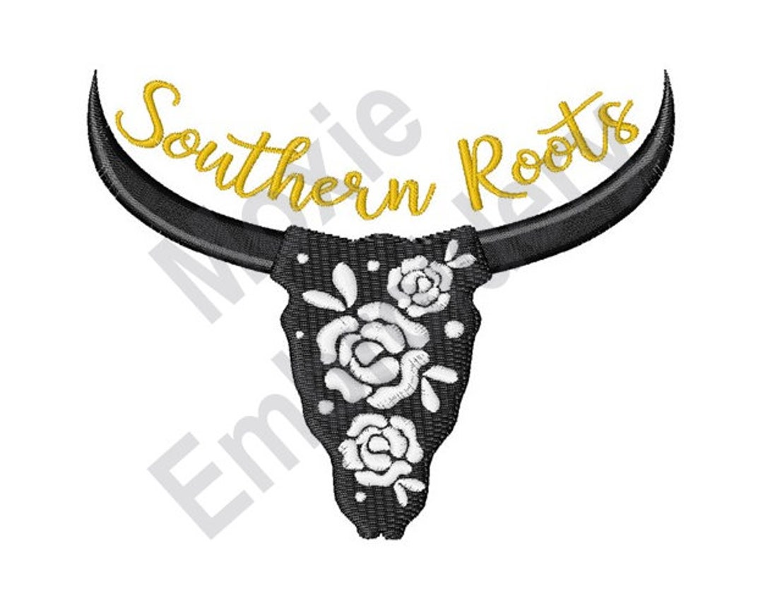 Southern Roots - Machine Embroidery Design, Texas Longhorn Skull ...