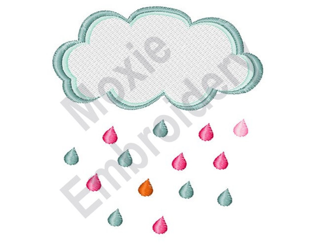 Rain Cloud Machine Embroidery Design, Raining Embroidery Pattern ...
