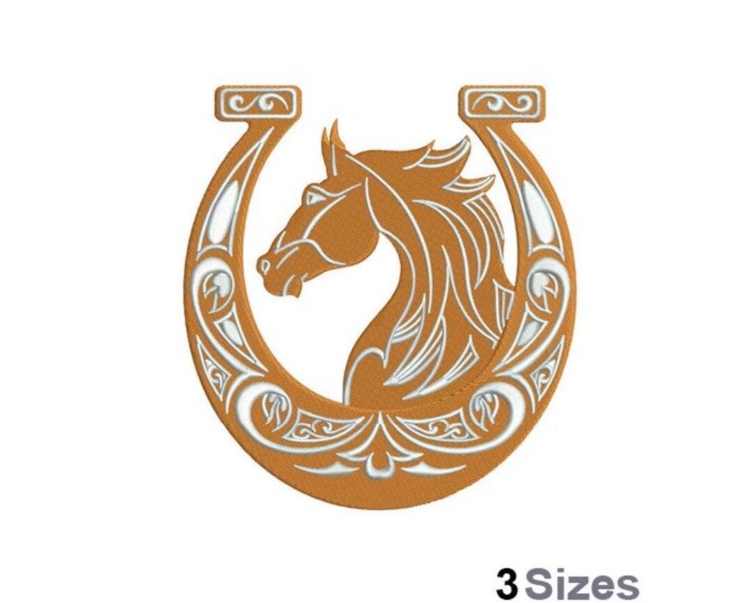 Horseshoe - Machine Embroidery Design - 3 Sizes, Horse in Horseshoe ...