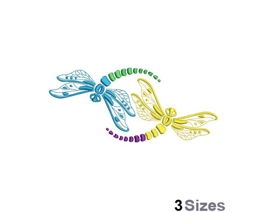 Dragonflies - Machine Embroidery Design - 3 Sizes, Two Dragonflies ...