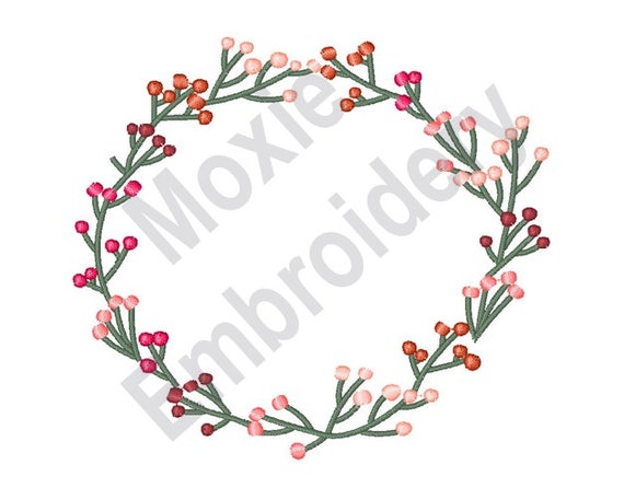 Flower Wreath Machine Embroidery Design Rustic Berry Wreath - Etsy
