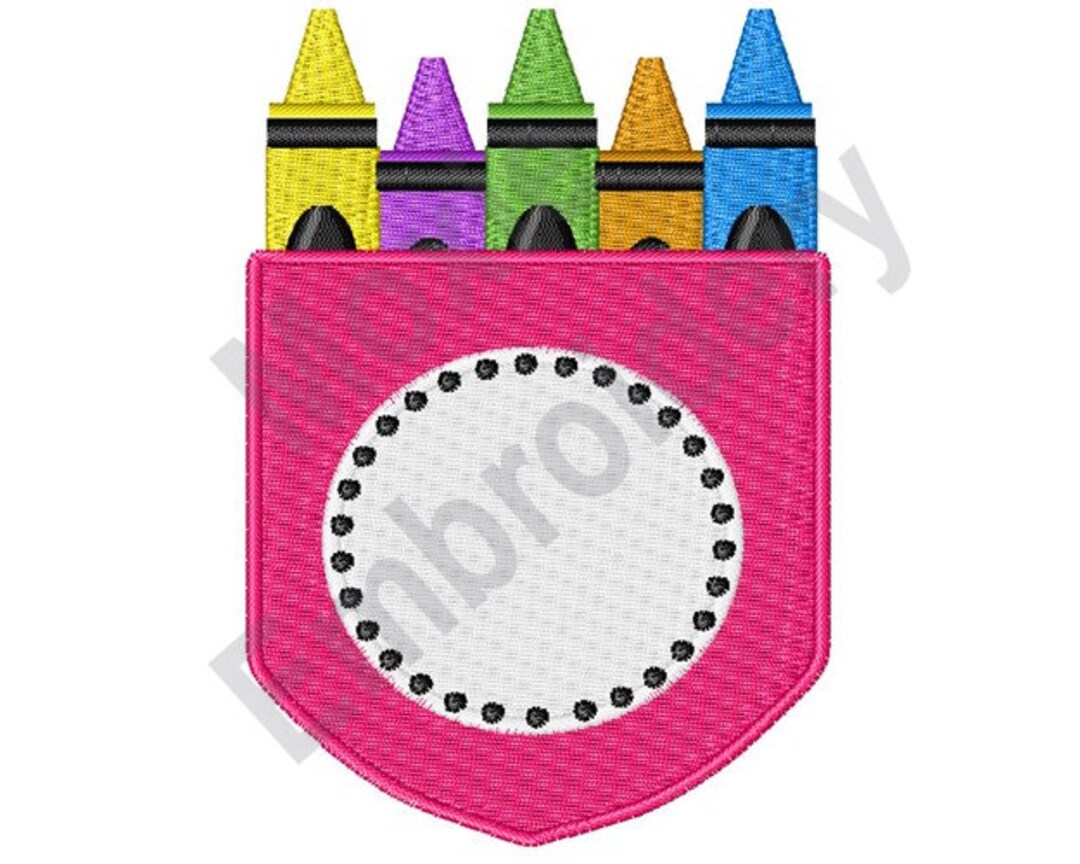 Crayon Pocket - Machine Embroidery Design, School Supplies Embroidery ...