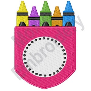Crayon Pocket Machine Embroidery Design, School Supplies Embroidery ...