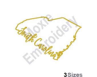 South Carolina State Map Machine Embroidery Design, Jasmine State ...