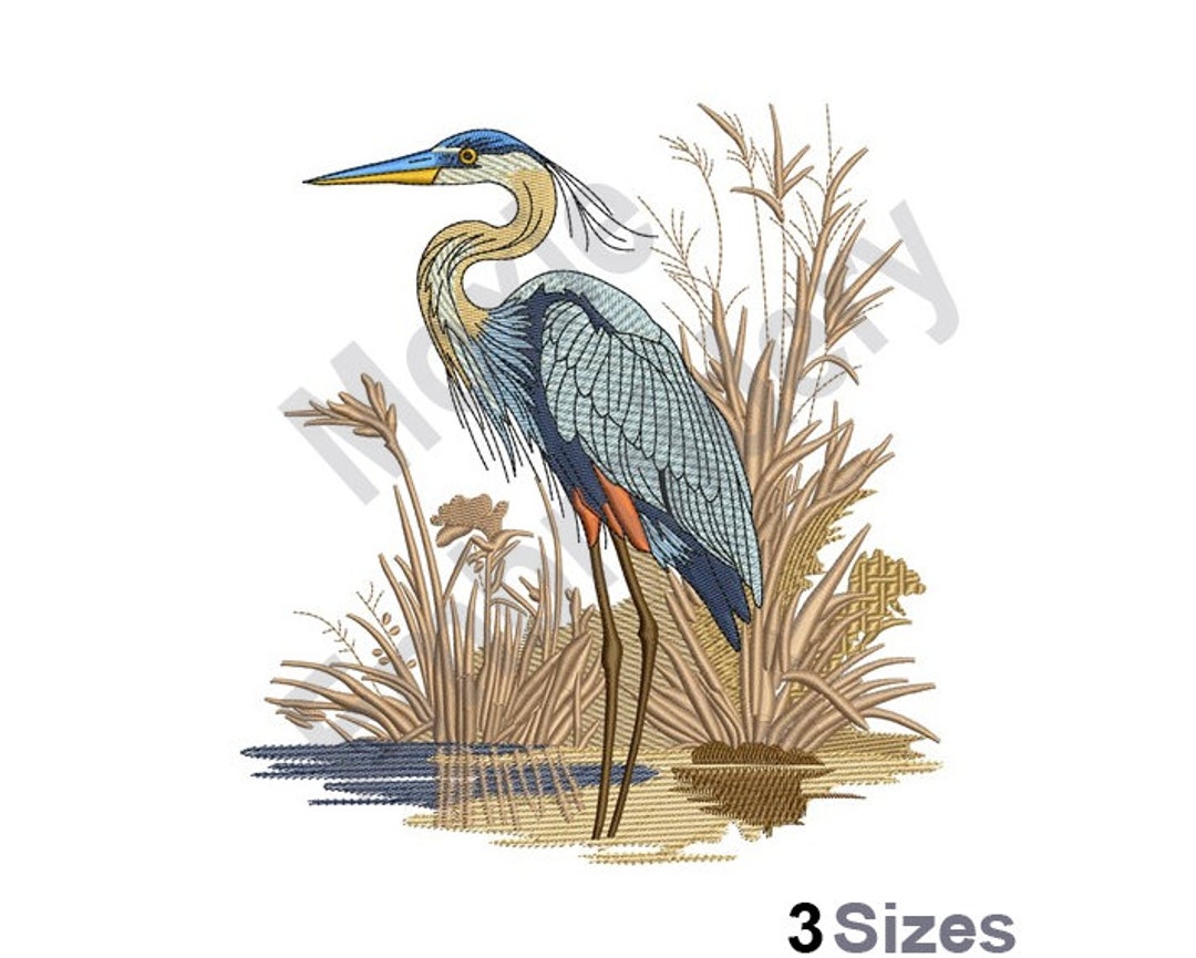 Heron - Machine Embroidery Design - 3 Sizes, Great Blue Heron ...