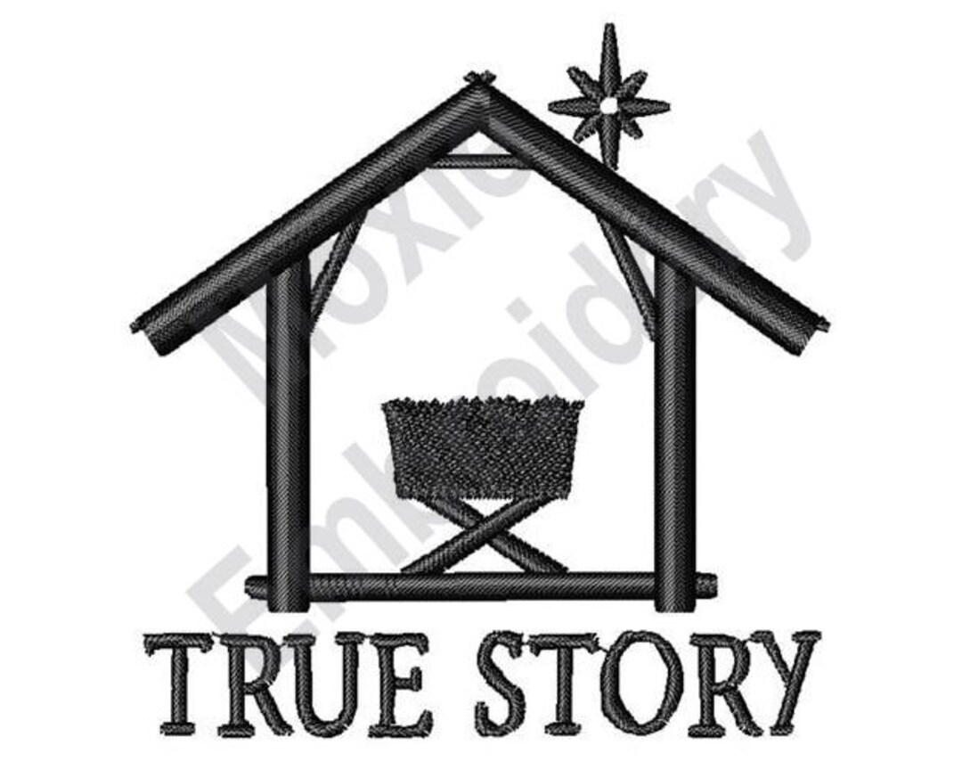 True Story Manger Outline - Machine Embroidery Design, Nativity Stable ...
