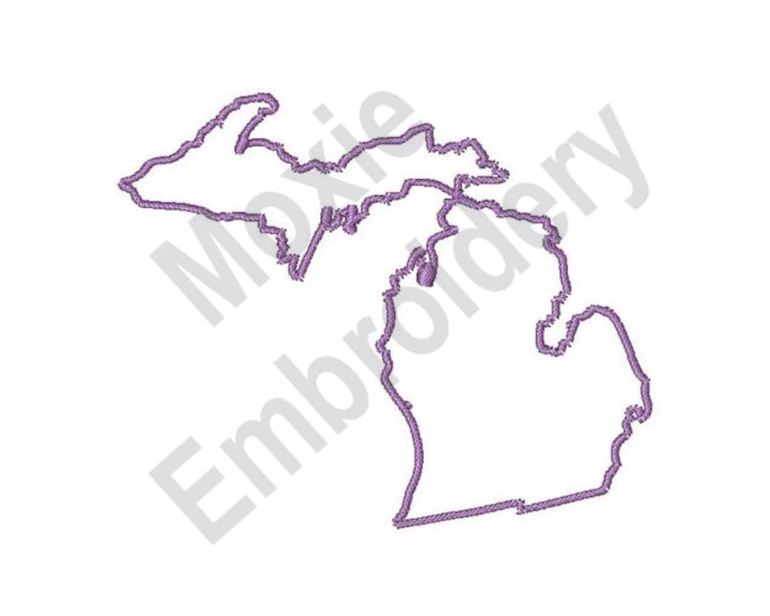 Michigan State Outline - Machine Embroidery Design, Michigan State Map ...