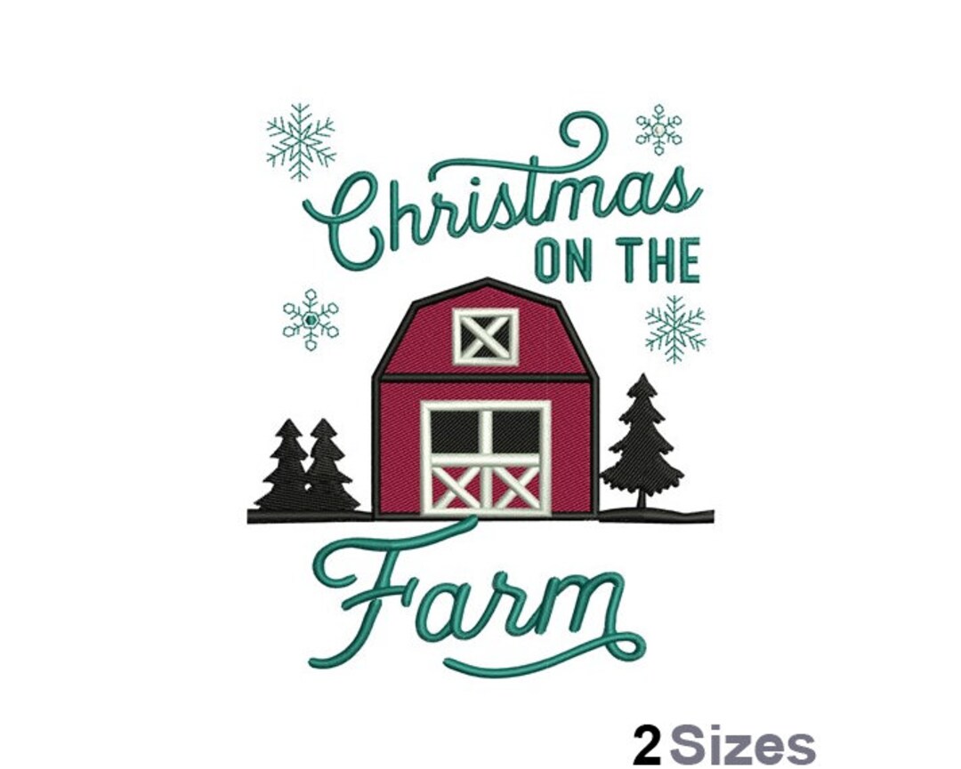 Christmas on the Farm - Machine Embroidery Design, Winter Barn ...