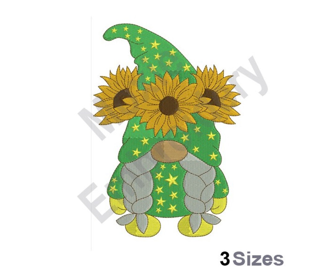 Sunflowers Gnome - Machine Embroidery Design, Autumn Gnome Embroidery ...