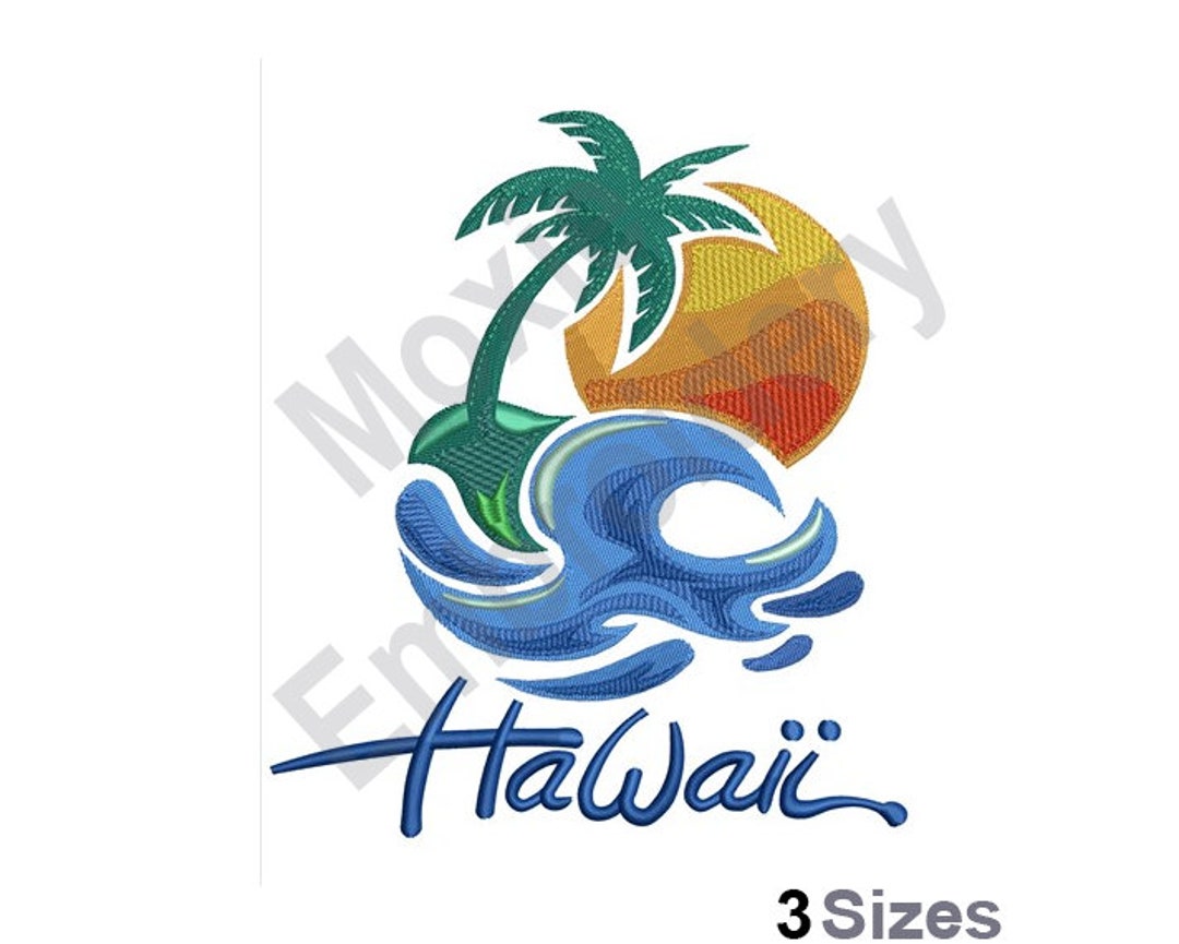 Hawaii - Machine Embroidery Design, Realistic Hawaiian Beach Embroidery ...