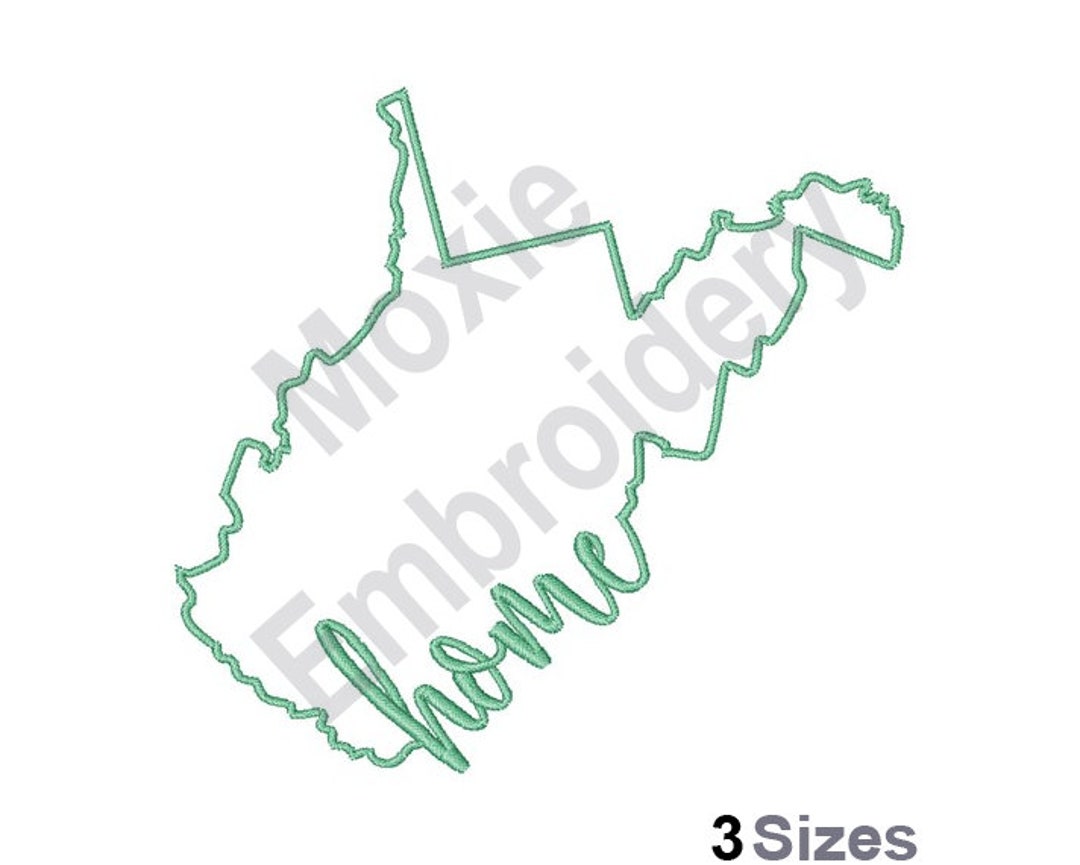 West Virginia Home - Machine Embroidery Design, West Virginia Map ...