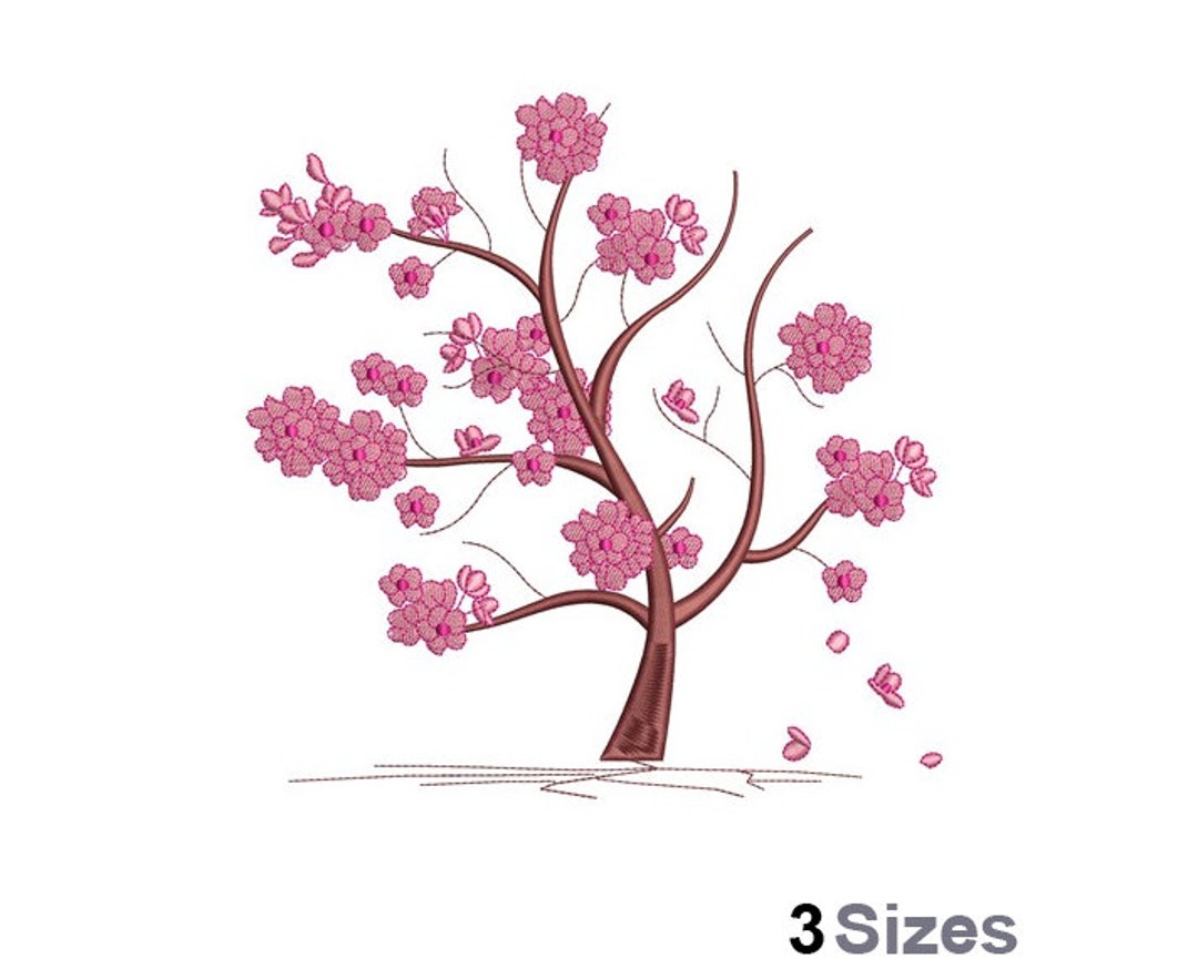 Flowering Tree - Machine Embroidery Design - 3 Sizes, Blossoming Tree ...