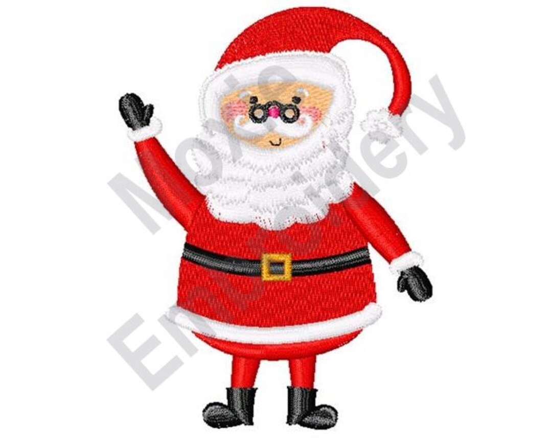 Christmas Santa Claus Machine Embroidery Design, Waving Santa ...