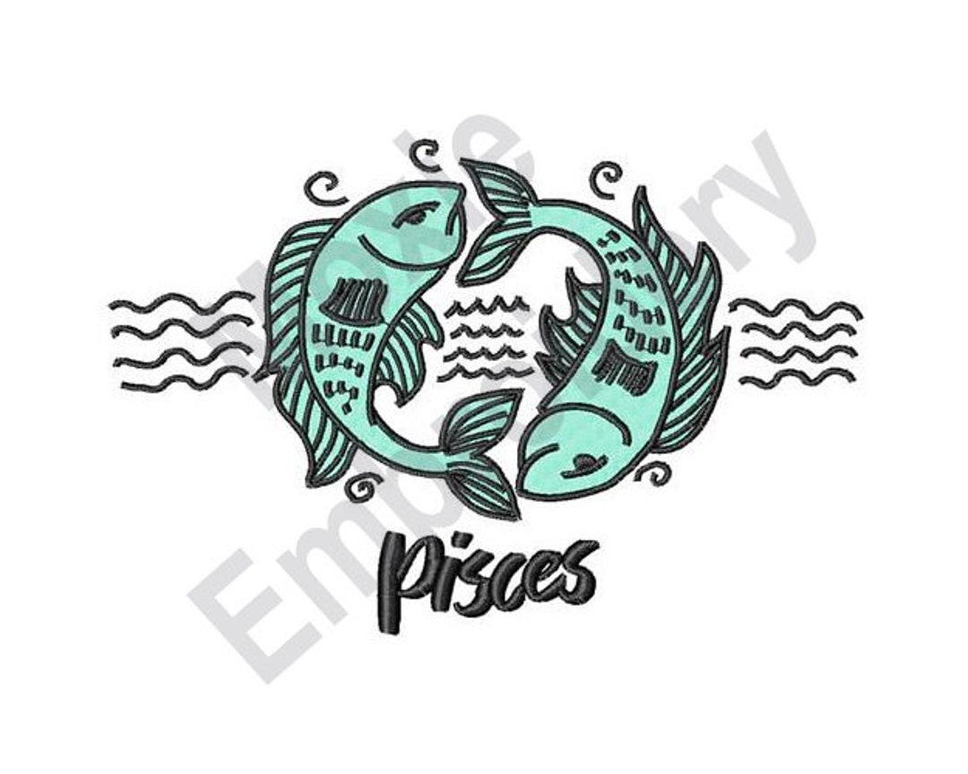 Pisces Symbol - Machine Embroidery Design, Pair of Fishes Embroidery ...