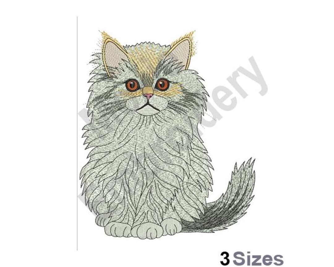 Kitten - Machine Embroidery Design - 3 Sizes, White Cat Embroidery ...