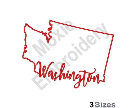 Washington State Map Machine Embroidery Design Washington - Etsy