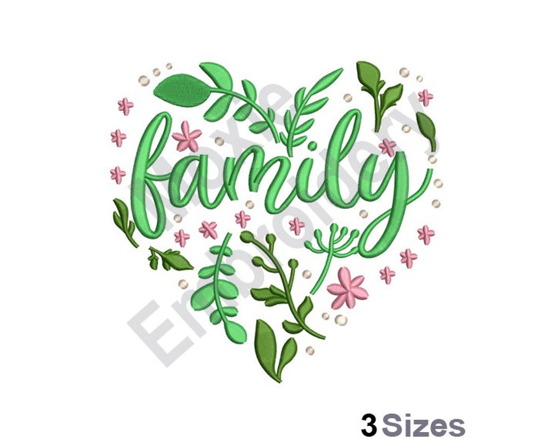 Floral Family Heart - Machine Embroidery Design, Family Love Embroidery ...