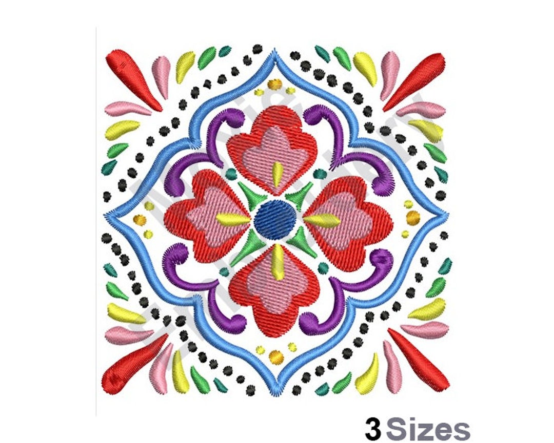 Colorful Quilt Block - Machine Embroidery Design, Floral Quilt Square ...