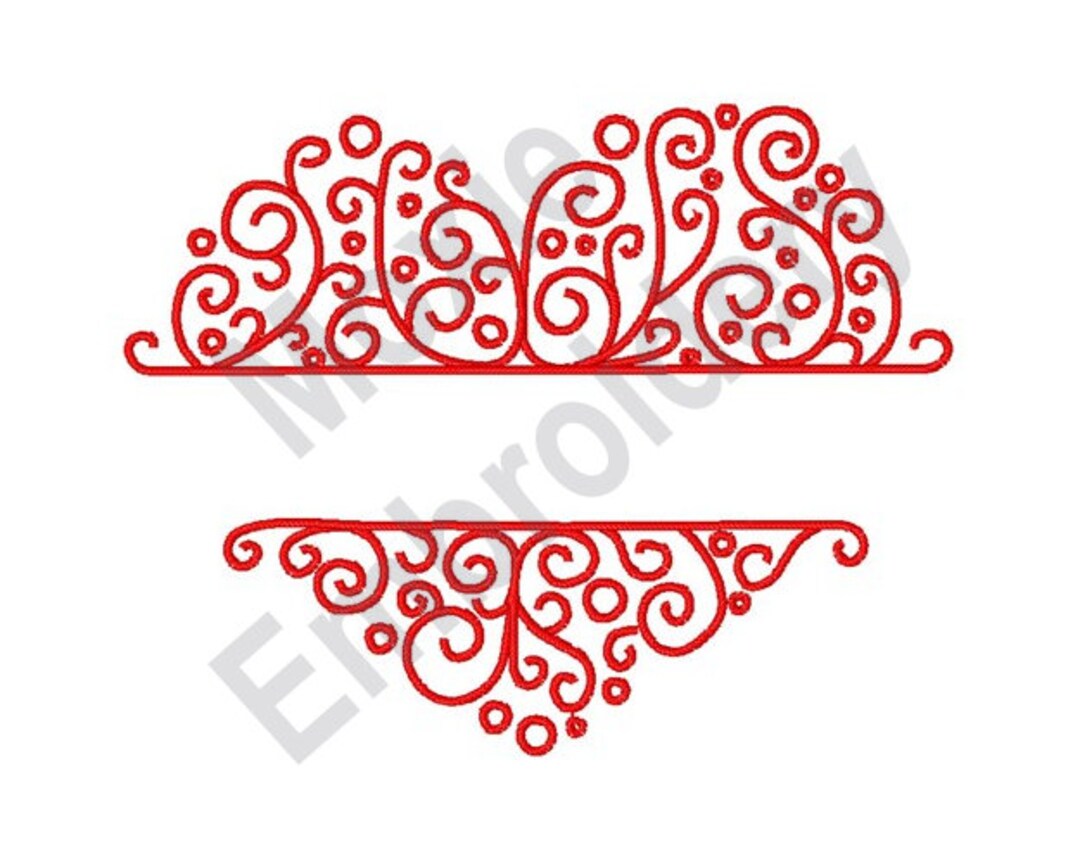 Split Frame Heart - Machine Embroidery Design, Swirl Heart Name Drop ...