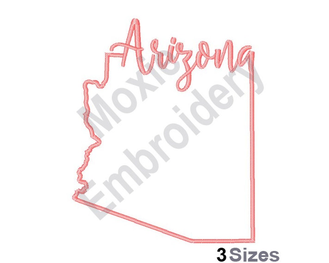 Arizona State Map - Machine Embroidery Design, Arizona Map Outline ...