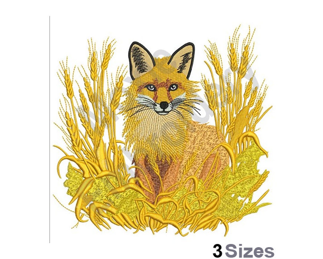 Fox in Wheat - Machine Embroidery Design - 3 Sizes, Wheat Field ...