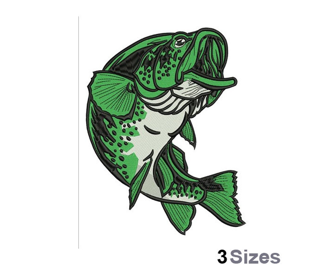 Bass Fish - Machine Embroidery Design - 3 Sizes, Fish Embroidery ...