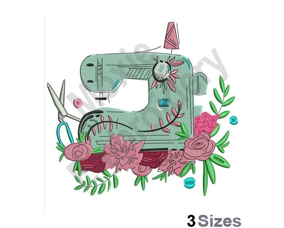 Floral Sewing Machine - Machine Embroidery Design - 3 Sizes, Sewing ...